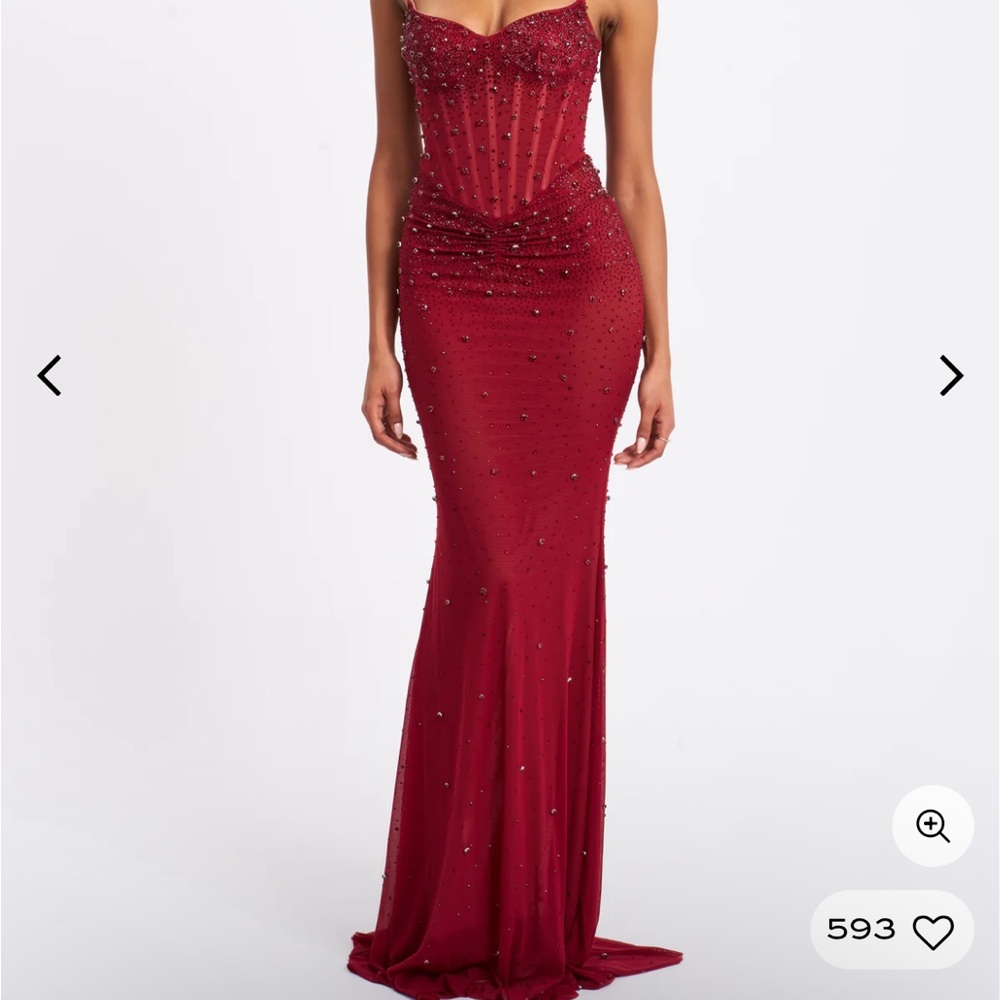 Miss Circle Fatima Burgundy Crystal Sleeveless Corset… - Gem